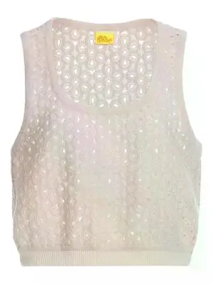 Agua Bendita Floral-embroidered Top - Neutrals