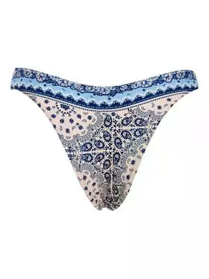 Agua Bendita Paisley-print Bikini Bottom - Blue