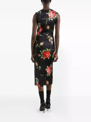 Dolce & Gabbana Floral-print Midi Dress - Black