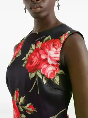 Dolce & Gabbana Floral-print Midi Dress - Black