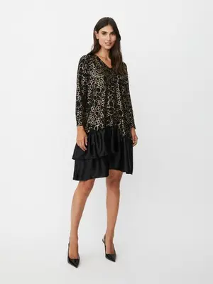 MASAI COPENHAGEN Metallic Floral Print V-neck Dress - Gold