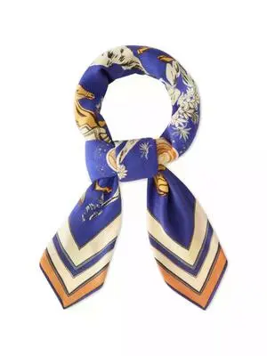 Shanghai Tang Horse Print Scarf - Blue