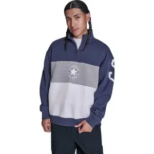 CONVERSE Retro Stripe Quarter-zip Sweatshirt - Converse Blue Multi