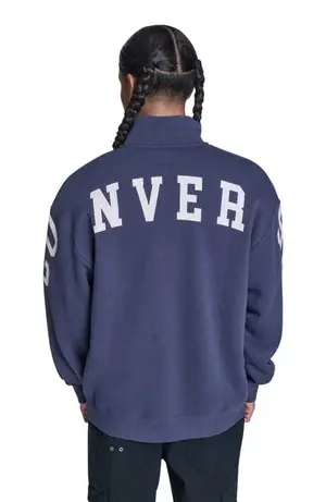 CONVERSE Retro Stripe Quarter-zip Sweatshirt - Converse Blue Multi