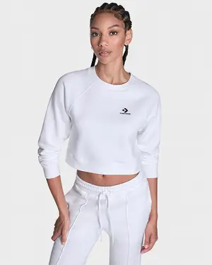 CONVERSE Star Chevron Cropped Crewneck - White 10a