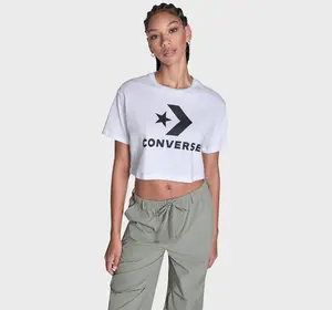 CONVERSE Star Chevron Cropped T-shirt - White 10a