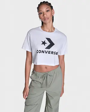 CONVERSE Star Chevron Cropped T-shirt - White 10a