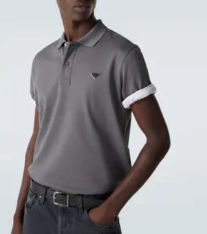 Prada Cotton Pique Polo Shirt - Grey
