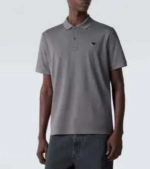 Prada Cotton Pique Polo Shirt - Grey