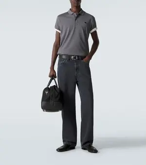 Prada Cotton Pique Polo Shirt - Grey