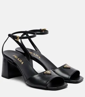 Prada Leather Slingback Sandals - Black