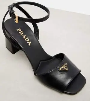 Prada Leather Slingback Sandals - Black