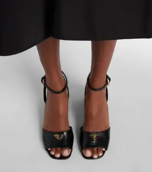 Prada Leather Slingback Sandals - Black