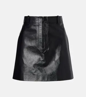 Gucci Leather Zip-up Miniskirt