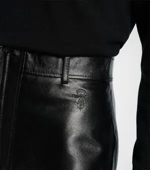 Gucci Leather Zip-up Miniskirt