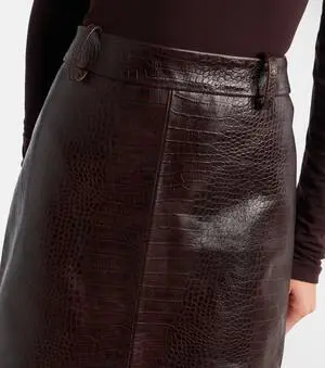 THE FRANKIE SHOP Croc-effect Leather Pencil Skirt
