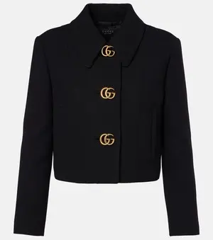 Gucci Double G Cropped Wool Crepe Jacket
