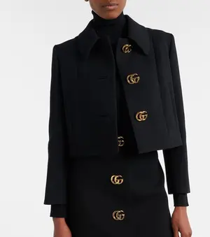 Gucci Double G Cropped Wool Crepe Jacket