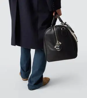 Gucci Web Trademark Medium Leather Duffle Bag - Black