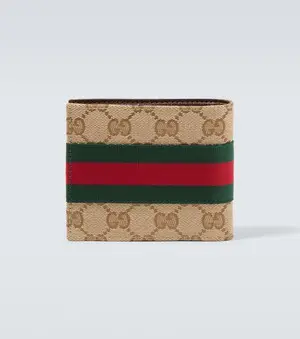 Gucci Gg Canvas Web Stripe Bifold Wallet