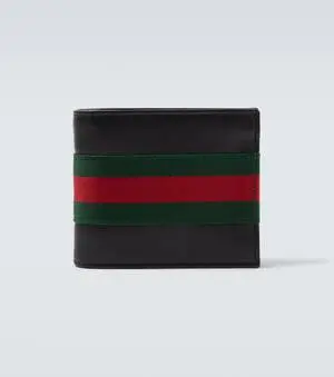 Gucci Web Trademark Leather Bifold Wallet - Black