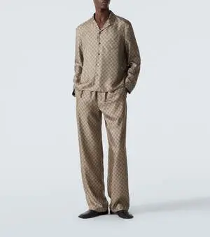 Gucci Gg Silk Twill Straight Pants