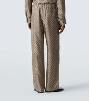Gucci Gg Silk Twill Straight Pants