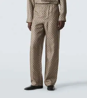 Gucci Gg Silk Twill Straight Pants