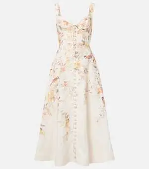 Zimmermann Luna Printed Linen Midi Dress