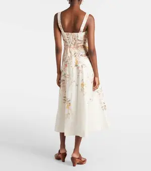 Zimmermann Luna Printed Linen Midi Dress