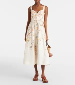 Zimmermann Luna Printed Linen Midi Dress