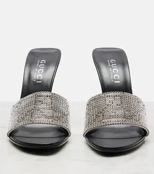 Gucci Bombshell 120 Embellished Satin Mules