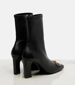 Gucci Signora Horsebit Leather Ankle Boots