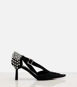 Prada Crystal-embellished Pumps - Black