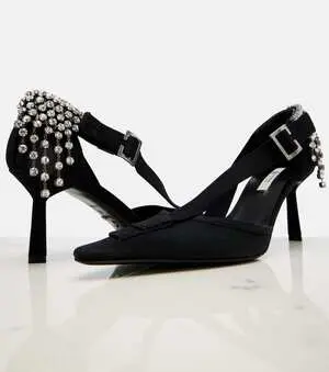 Prada Crystal-embellished Pumps - Black