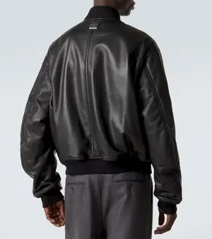 Dolce & Gabbana Leather Bomber Jacket - Black