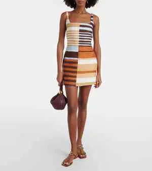 CALA DE LA CRUZ Siela Striped Linen Mini Dress - Multicoloured