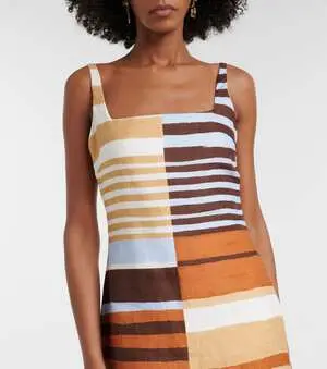 CALA DE LA CRUZ Siela Striped Linen Mini Dress - Multicoloured