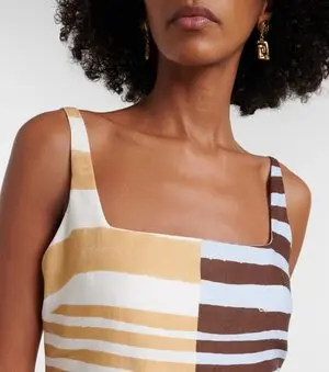CALA DE LA CRUZ Siela Striped Linen Mini Dress - Multicoloured