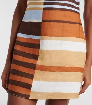 CALA DE LA CRUZ Siela Striped Linen Mini Dress - Multicoloured