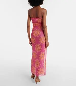 CALA DE LA CRUZ Daphne Printed Mesh Midi Dress - Multicoloured