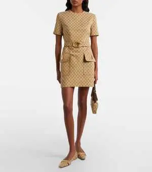 Gucci Gg Canvas Belted Minidress