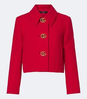 Gucci Double G Cropped Wool Crêpe Jacket - Red