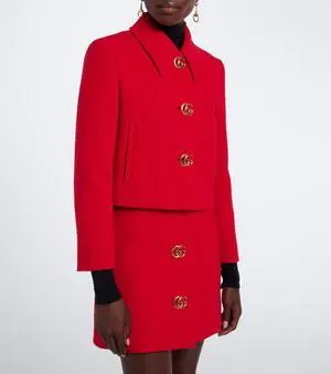 Gucci Double G Cropped Wool Crêpe Jacket