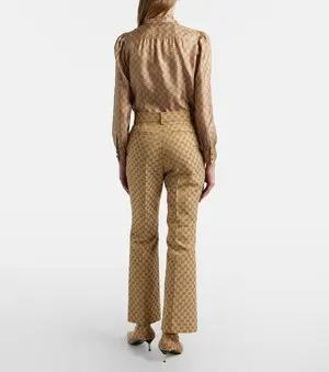 Gucci Gg Canvas Flared Trousers - Beige