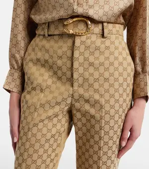 Gucci Gg Canvas Flared Trousers - Beige