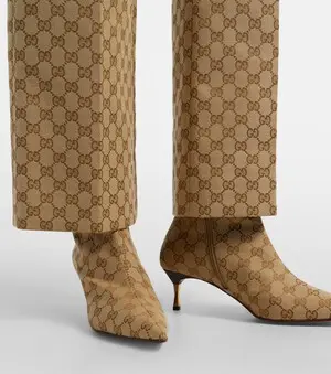 Gucci Gg Canvas Flared Trousers - Beige