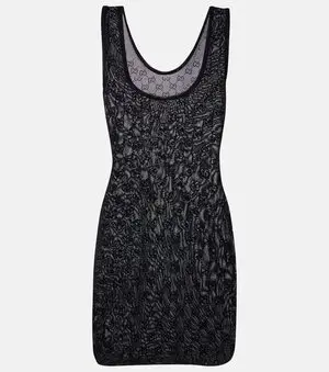 Gucci Gg Embellished Mini Dress - Black