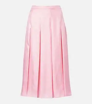 Gucci Pleated Silk Twill Midi Skirt