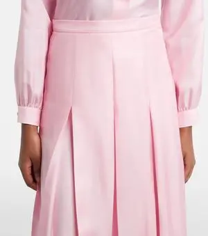 Gucci Pleated Silk Twill Midi Skirt